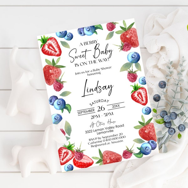 Berry Sweet Baby Shower Invitations - Etsy