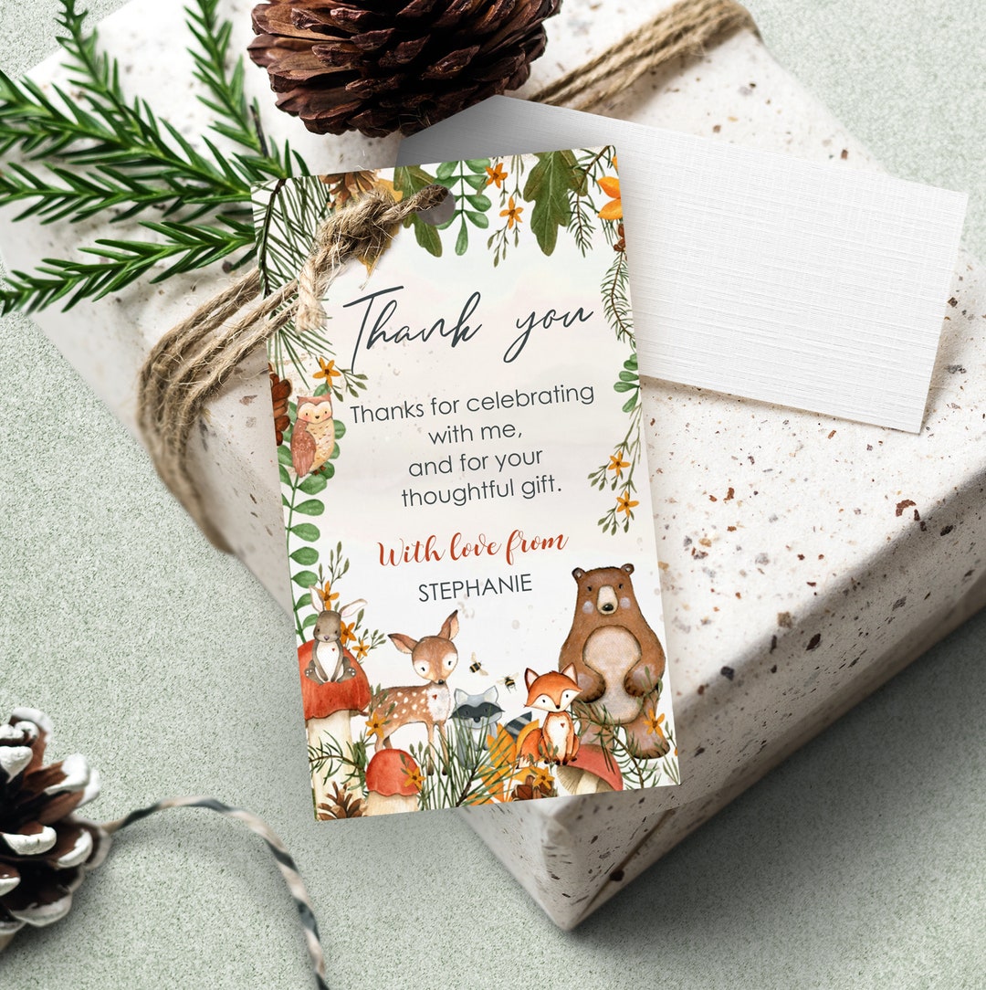 WOODLAND FAVOR Tag Editable Boy Woodland Favor Tag Woodland Animals ...