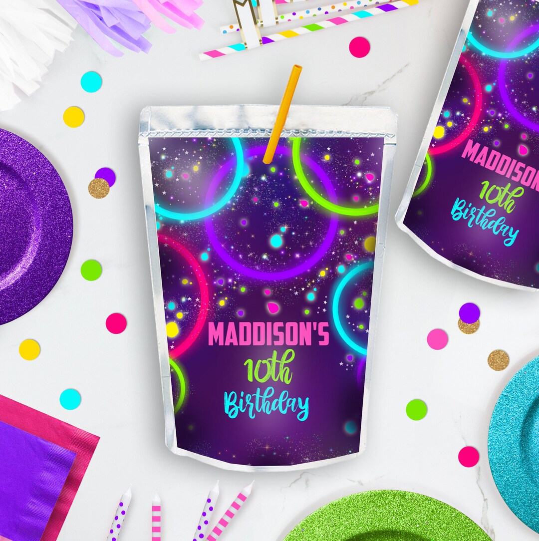 Glow Caprisun Label Printable Neon Capri Sun Label Editable Candy Bag ...