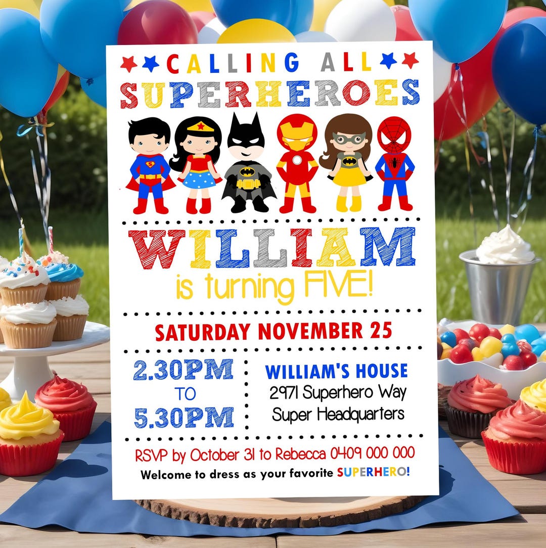 SUPERHERO Party Invitation INSTANT DOWNLOAD Superhero Invitations ...