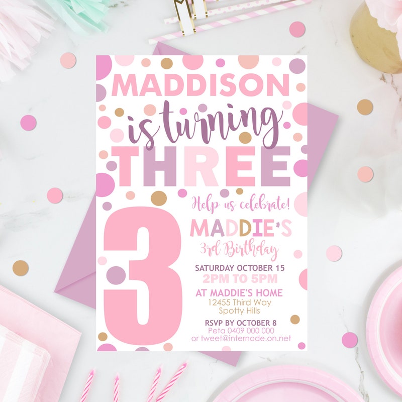 Third Birthday Invitation - Etsy
