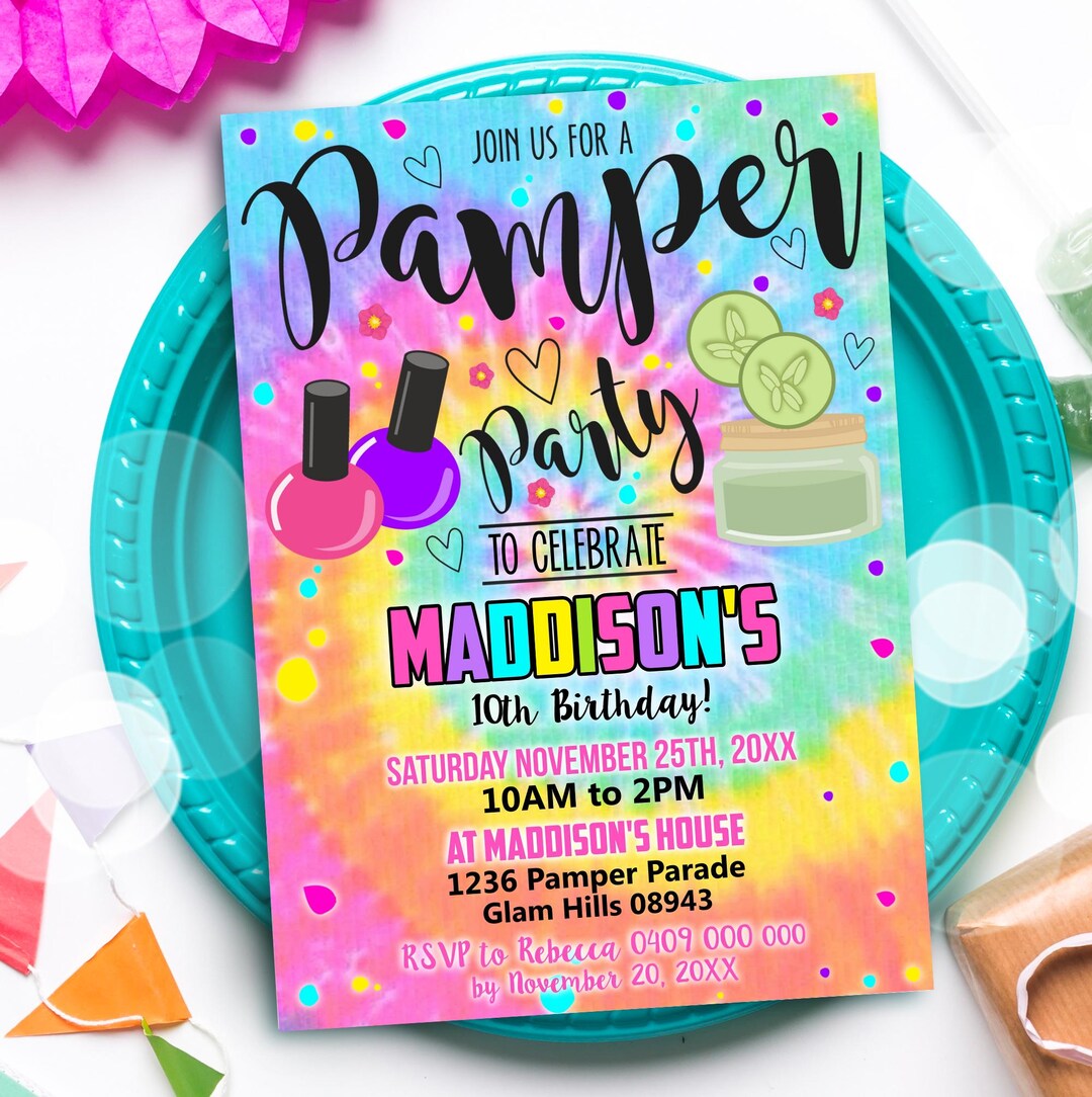 PAMPER PARTY INVITATION Pamper Birthday Invitation Spa Party Invitation ...