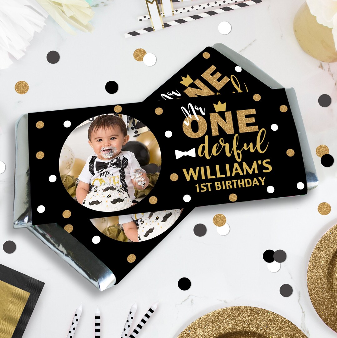 MR ONEDERFUL Candy Bar Wrappers Editable Mr Onederful Favors Printable ...