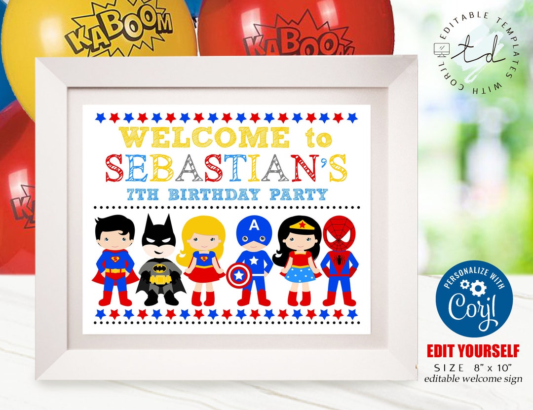 SUPERHERO WELCOME SIGN Instant Download Superhero Sign Superhero ...