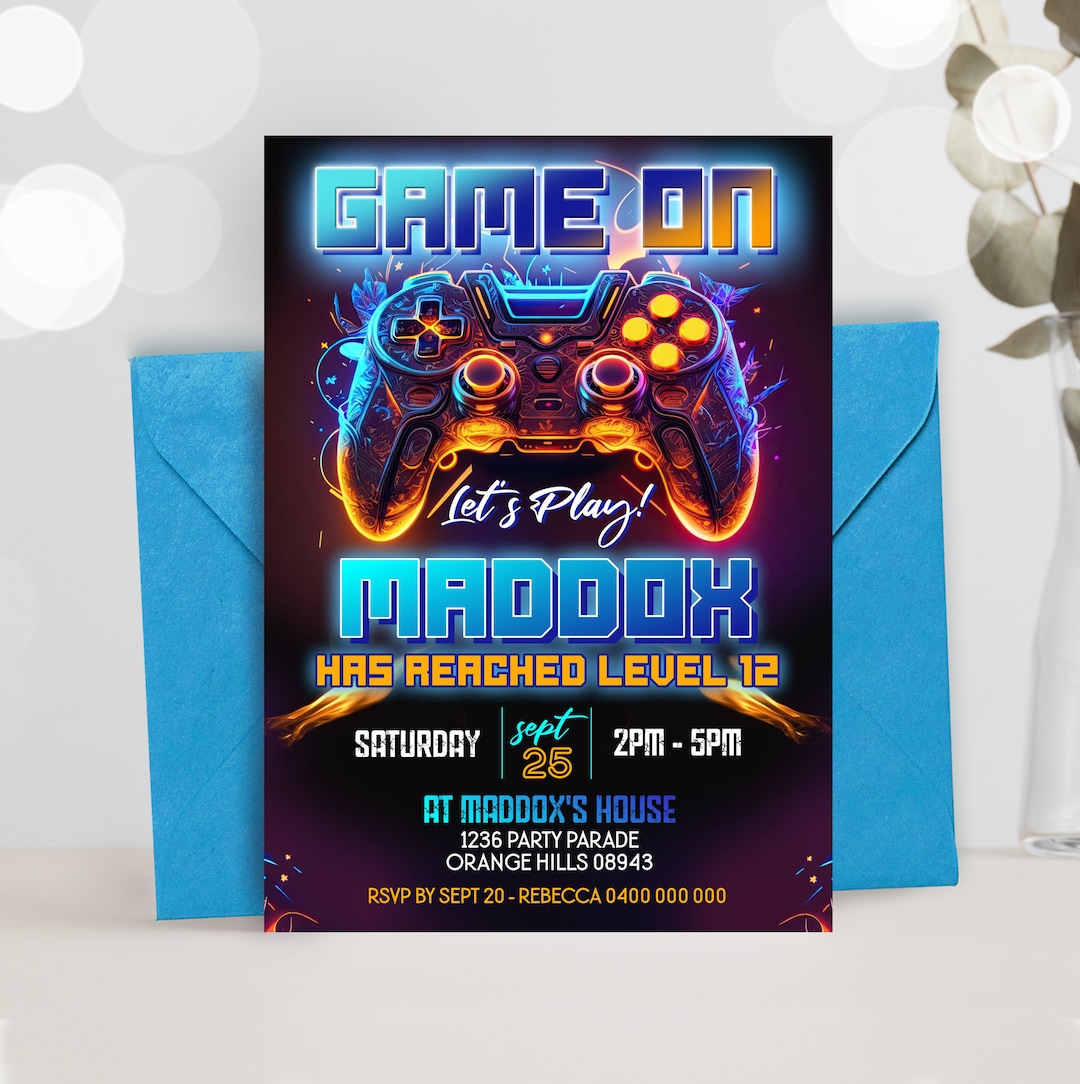 VIDEO GAME INVITATION Invitation Editable Gaming Birthday Invitation ...