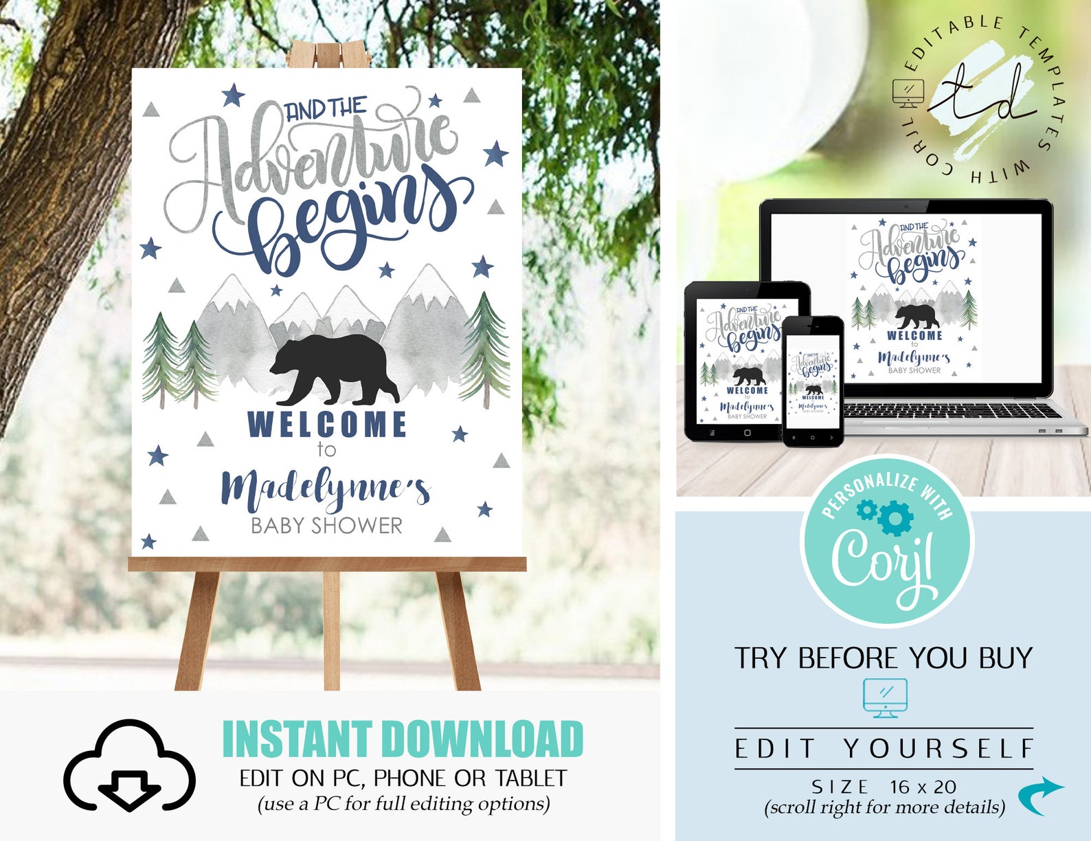 ADVENTURE WELCOME SIGN Instant Download Welcome Sign Navy Adventure ...