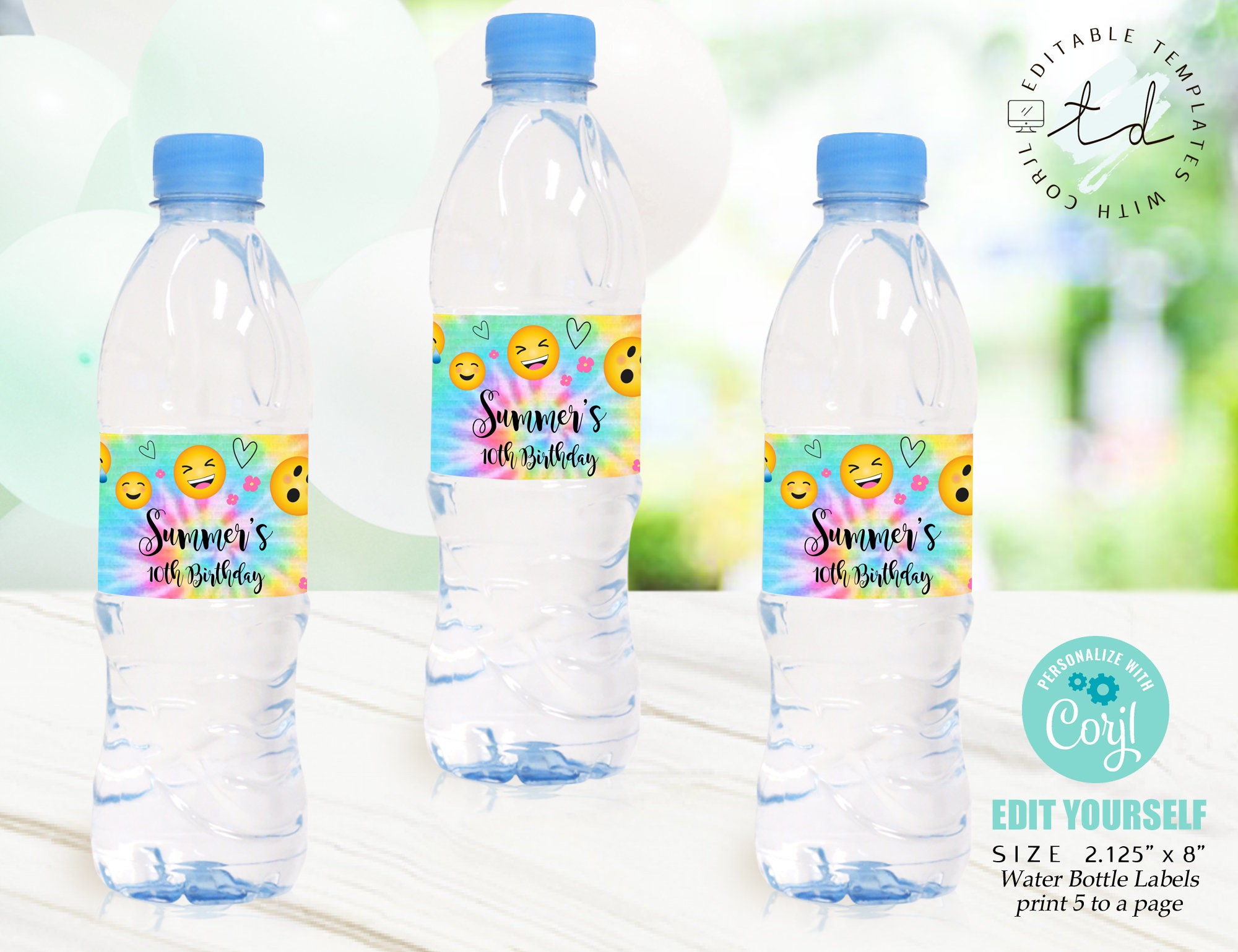 EMOJI WATER BOTTLE Labels Editable Water Bottle Labels Emoji - Etsy ...