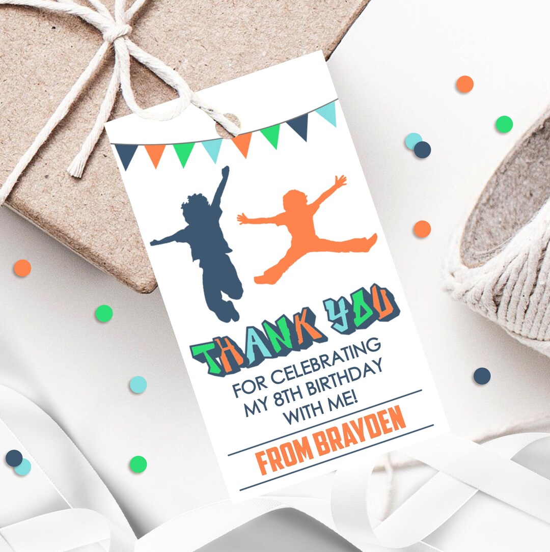 Jump Party Favor Tag Editable Jump Gift Tags Printable Bounce Favor ...