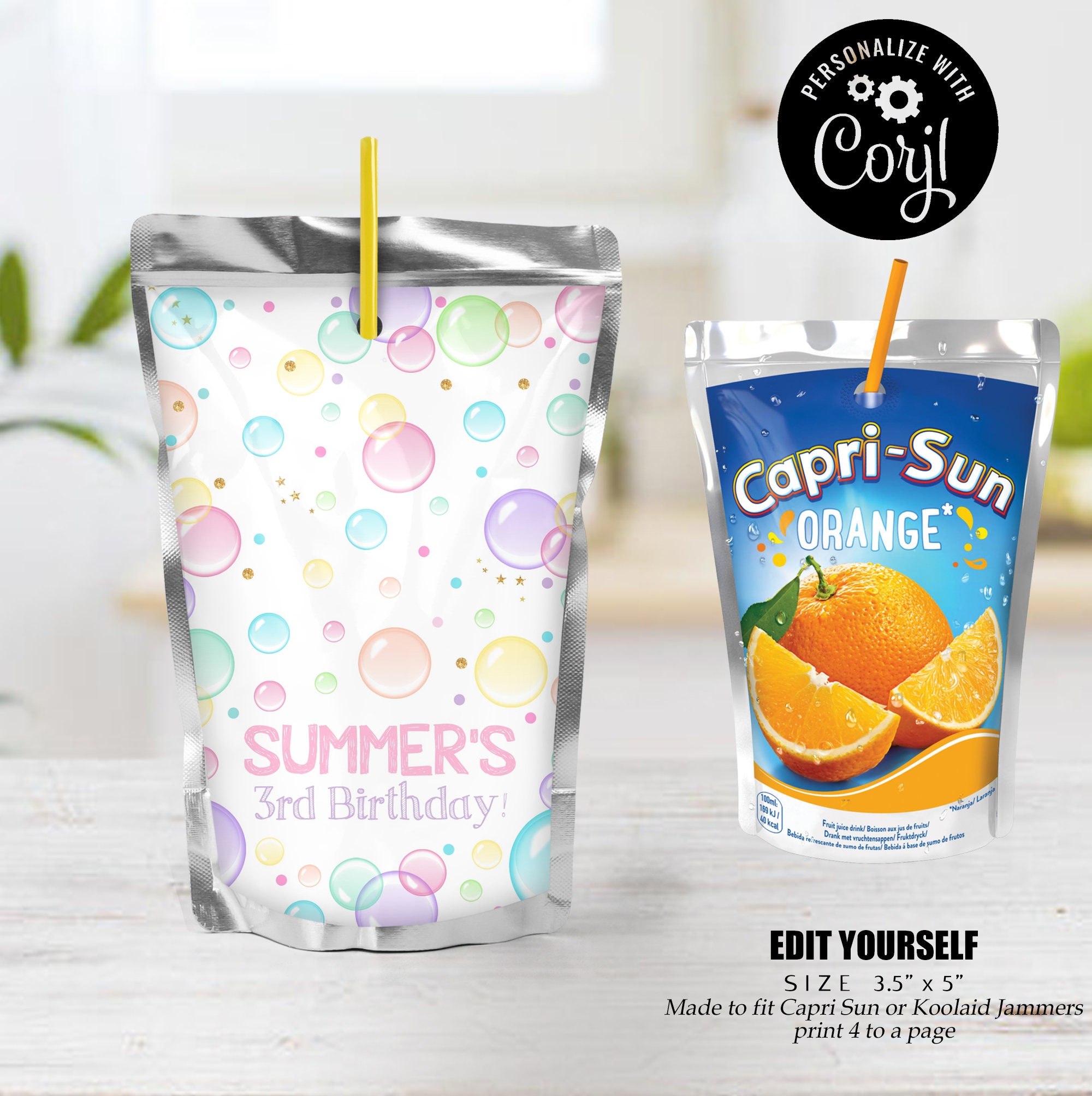 Bubbles Caprisun Label Printable Bubbles Capri Sun Label - Etsy