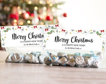 Merry Christmas PRINTABLE BAG TOPPER/ Christmas Bag Topper/ Instant ...