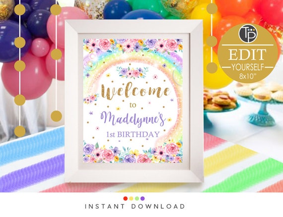 Rainbow Welcome Sign Rainbow Party Welcome Sign Rainbow | Etsy