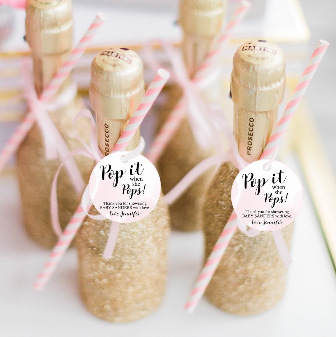 Pop It When She Pops Favor Tags Instant Download Mini Champagne Favor ...