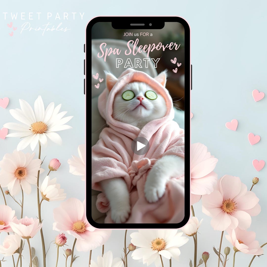 PAMPER SLEEPOVER VIDEO Invitation Digital Spa Sleepover Birthday ...