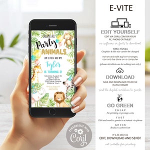 JUNGLE ANIMALS E-vite SMS Jungle Party Animals E-vite Safari Electronic ...