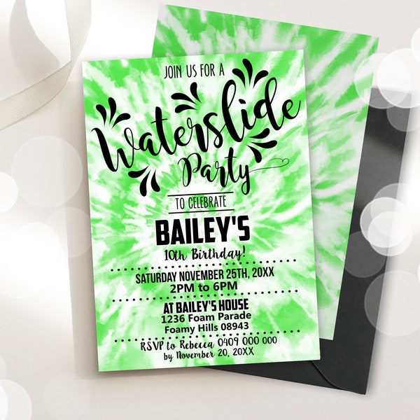 Green Party Invitations - Etsy