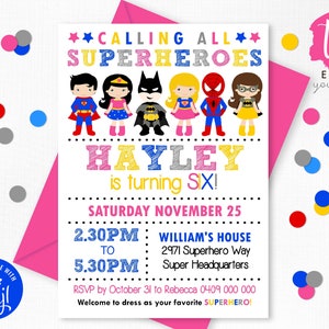 SUPERHERO GIRL INVITATION Instant Download Superhero Invitation ...