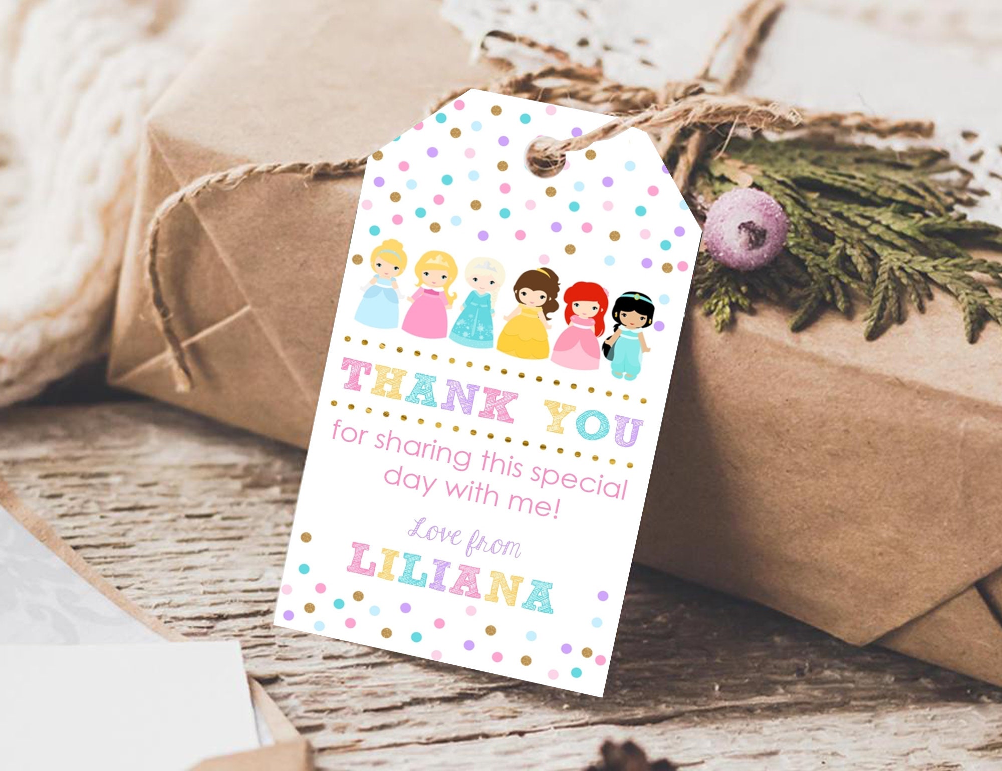 Princess Favor Tags Editable Princess Gift Tags Printable | Etsy