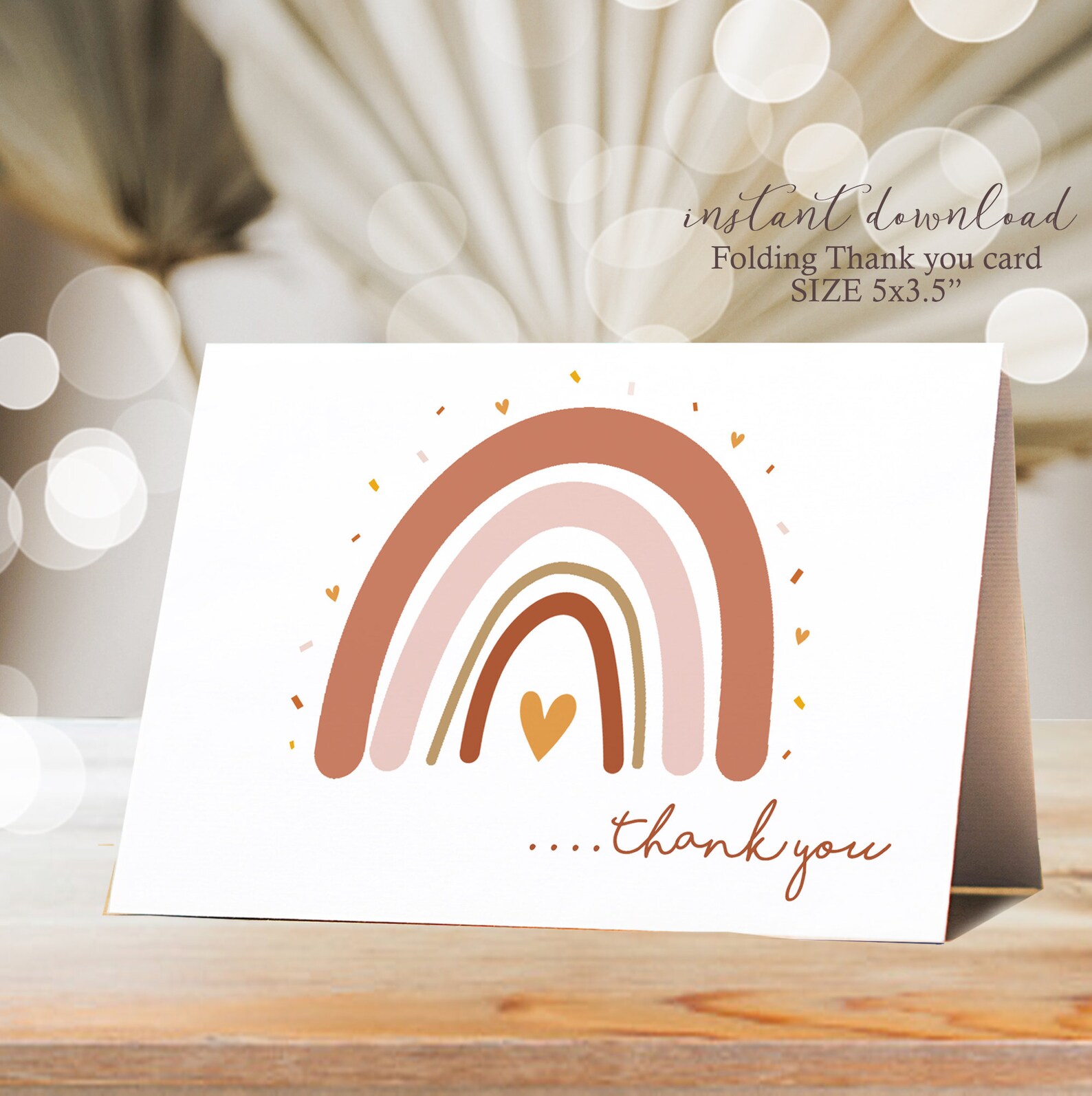 BOHO RAINBOW THANK You Card Printable Modern Rainbow Folding - Etsy