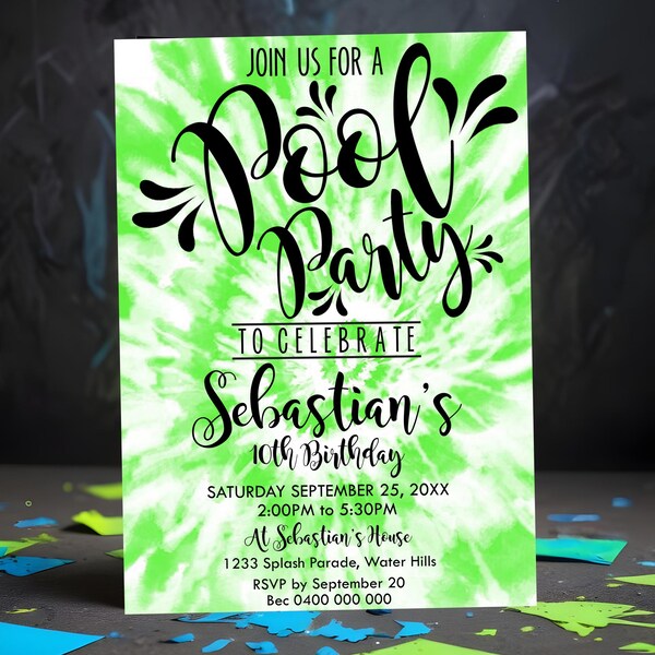 Green Party Invitations - Etsy
