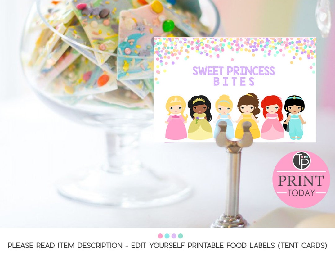 Princess Food Labels, Instant Download, Buffet Food Labels, Name Tent ...