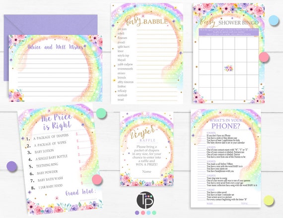 Rainbow Baby Shower GAMES Instant download BABY SHOWER Games | Etsy