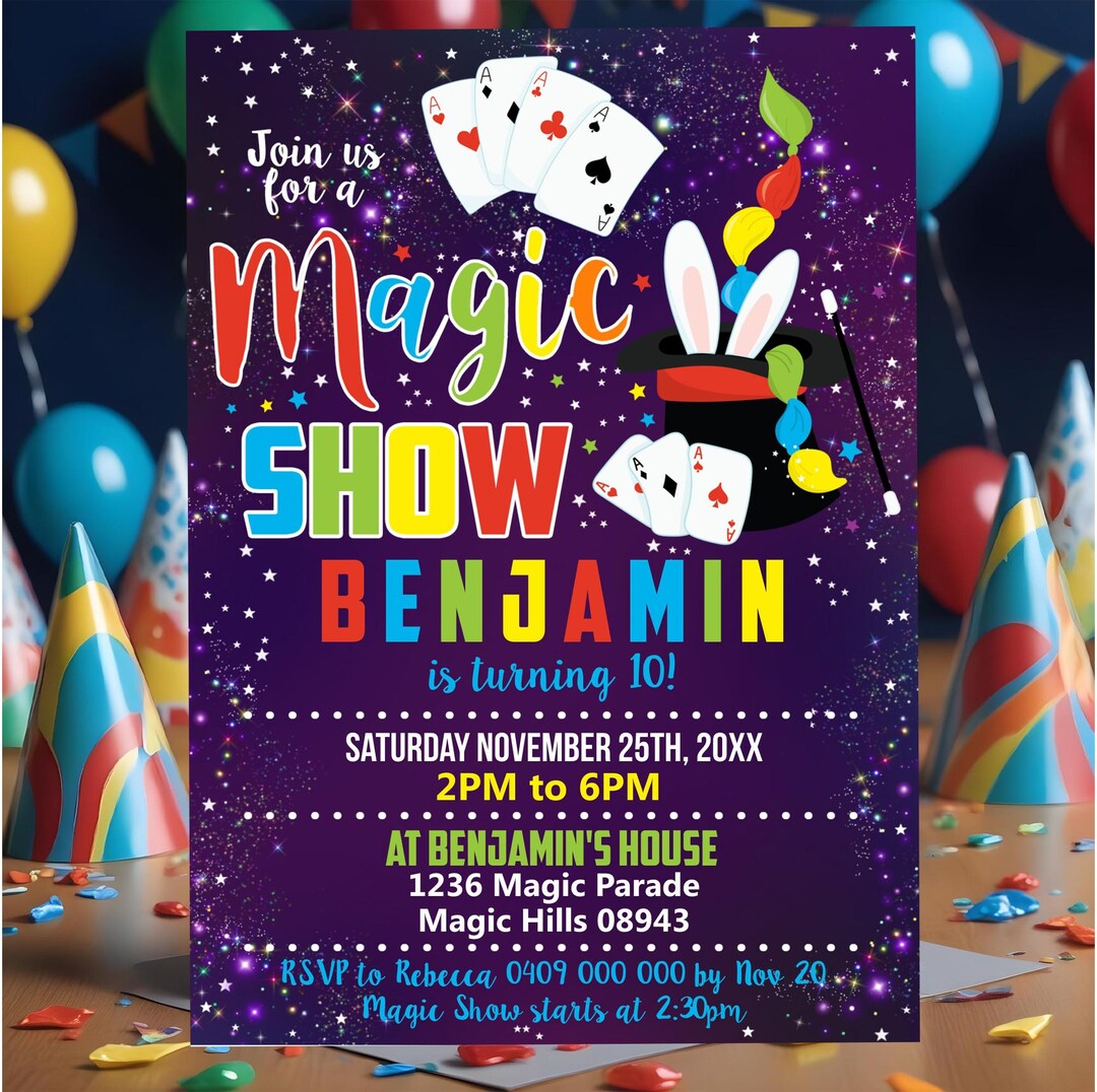 Magic Show Birthday Invitation: Printable Magician Party (digital ...