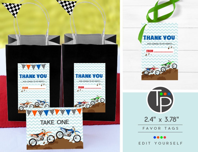 Motorbike Favor Tag Dirt Bike Gift Tags Motorbike Printable - Etsy ...
