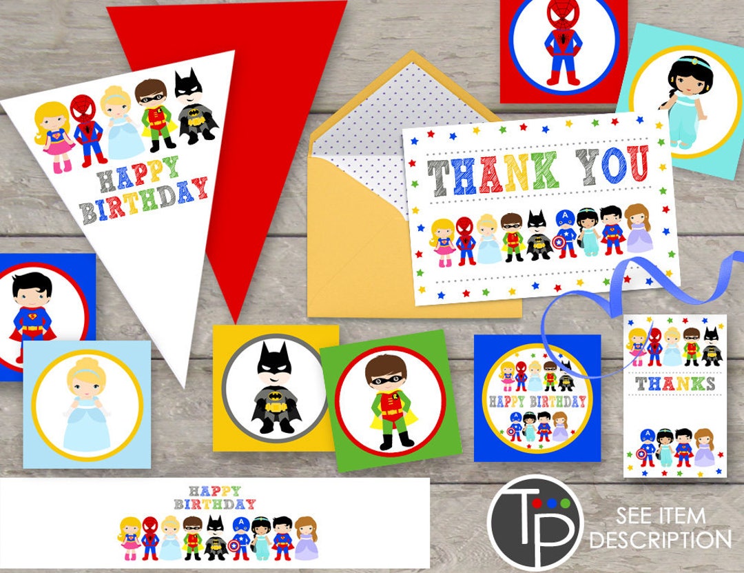 Superhero Princess Party Printable Superhero Printable Boy Girl ...