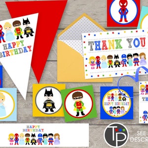 Superhero Princess Party Printable Superhero Printable Boy Girl ...