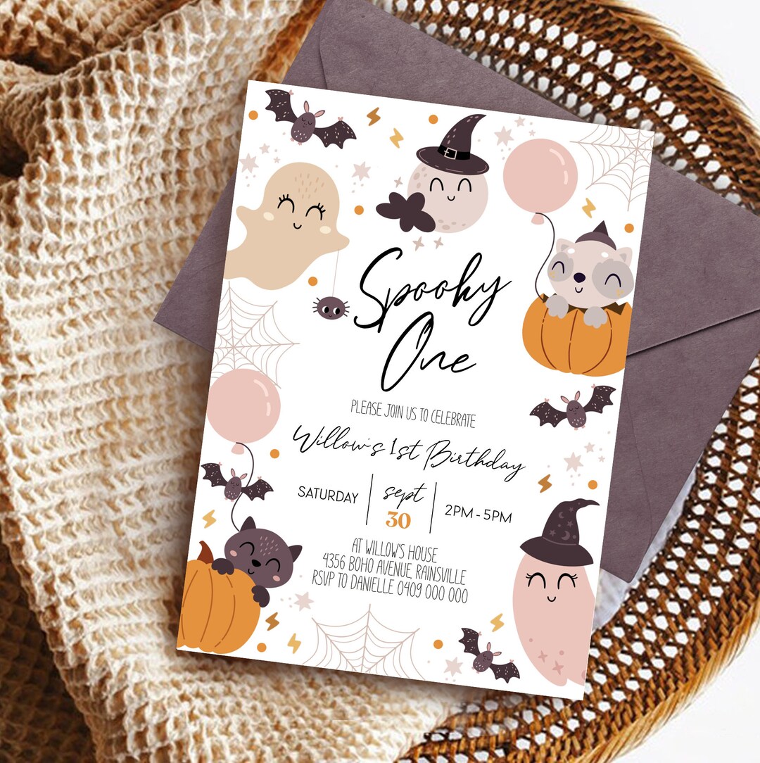 Spooky One Birthday Invitation Digital Spooky 1st Birthday Invitation ...