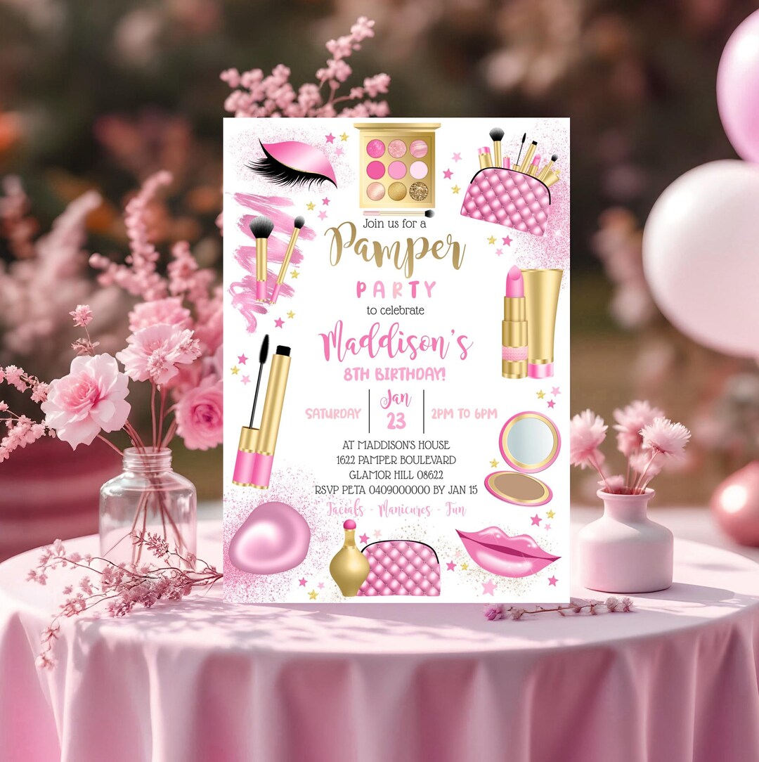 PAMPER PARTY INVITATION Pamper Birthday Invitation Spa Party Invitation ...
