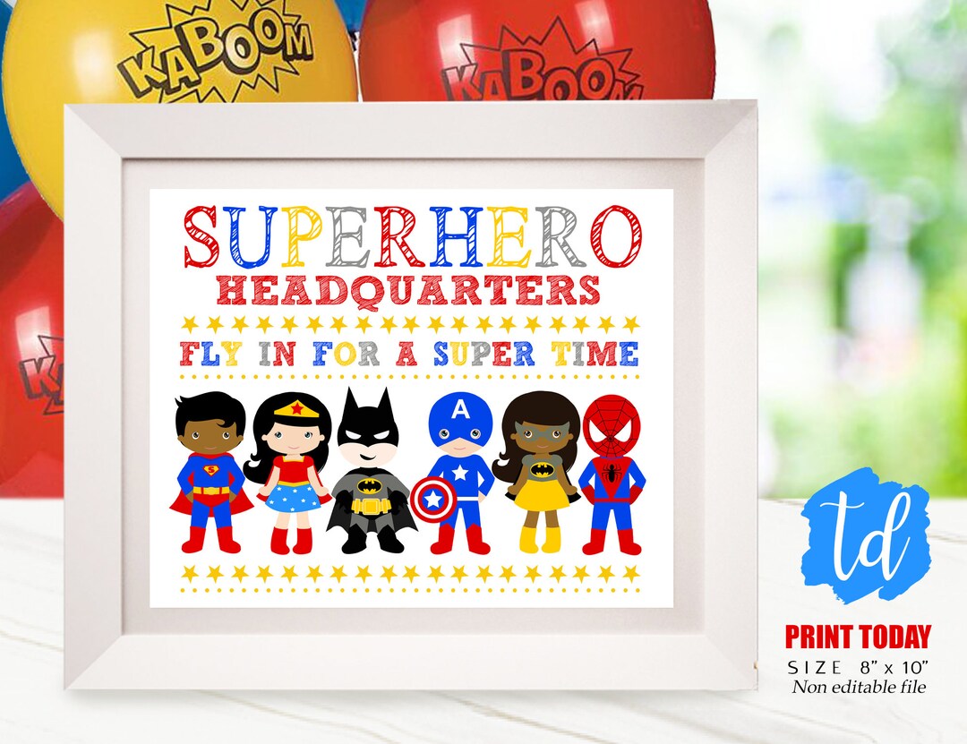 SUPERHERO WELCOME SIGN Instant Download Sign Superhero Sign Mixed Race ...