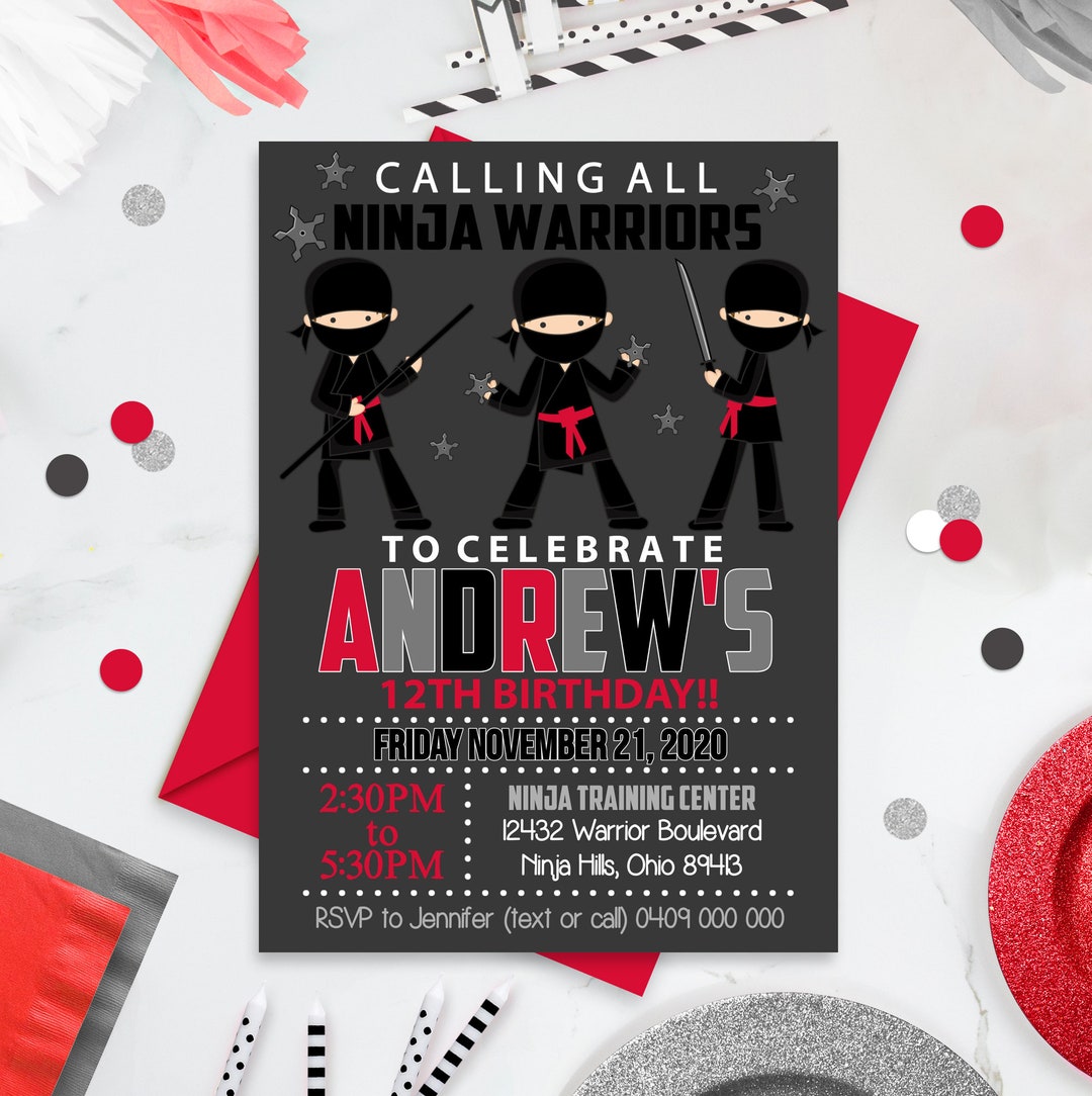 NINJA INVITATION Instant Download Ninja Party Invitation NINJA ...
