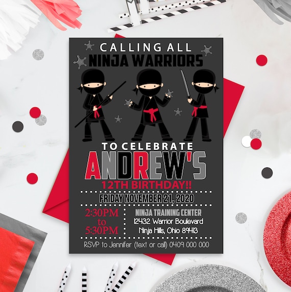 Ninja Invitation Ninja Boy Digital Ninja Invite,Instant download NINJA ...