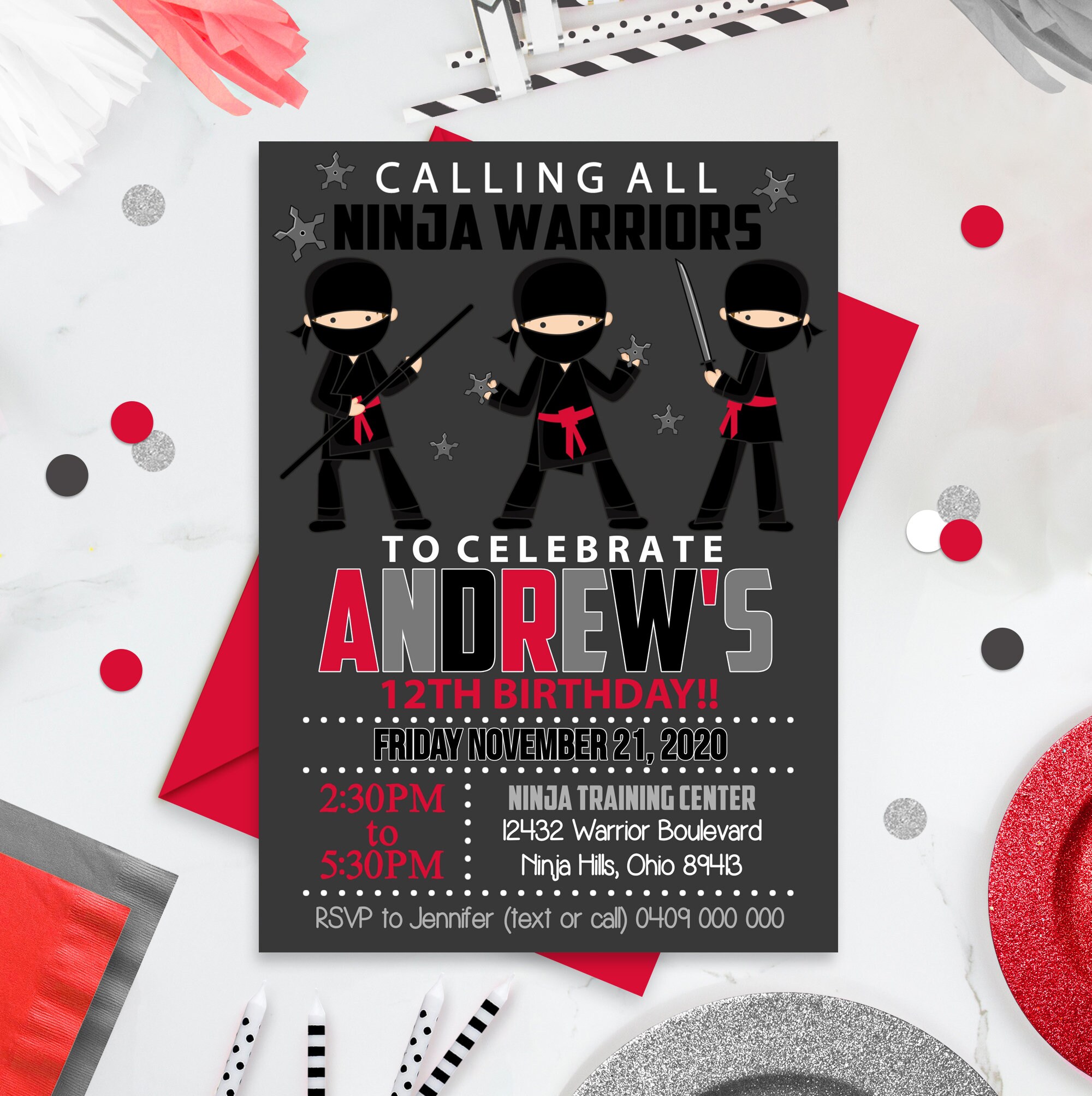 NINJA INVITATION Instant Download Ninja Party Invitation NINJA - Etsy