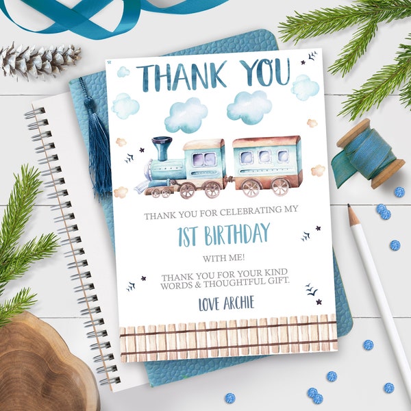 Train Thank You Card - Etsy