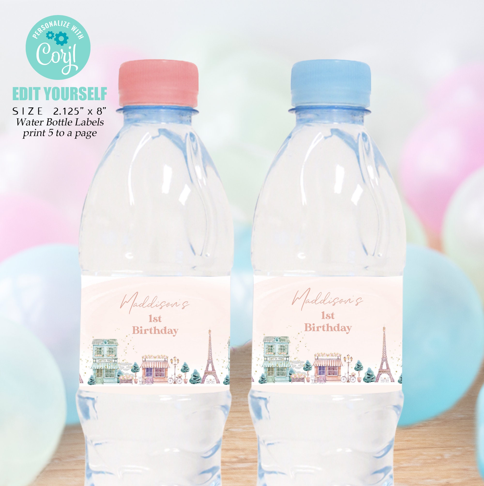 PARIS WATER Bottle Labels Editable Paris Water Bottle Labels - Etsy