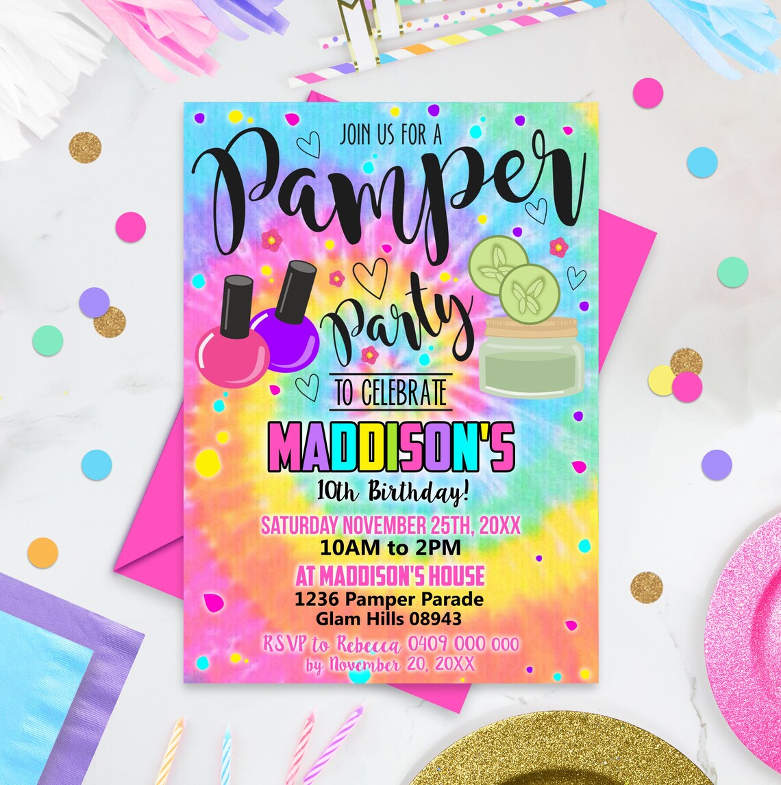 PAMPER PARTY INVITATION Pamper Birthday Invitation Spa Party - Etsy