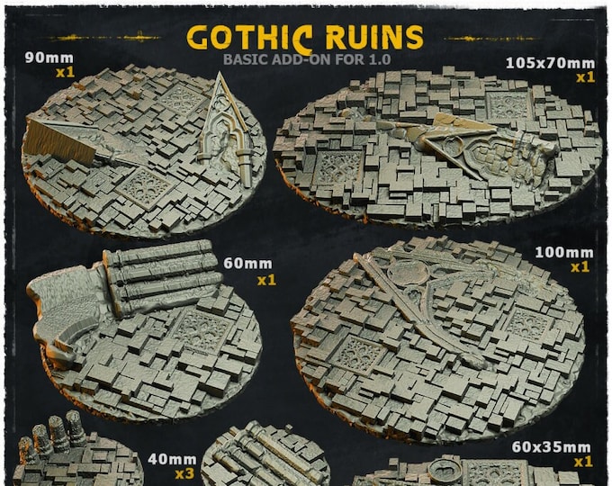 Ruined Gothic Castle Wargames Bases and Toppers Miniature Bases - Etsy