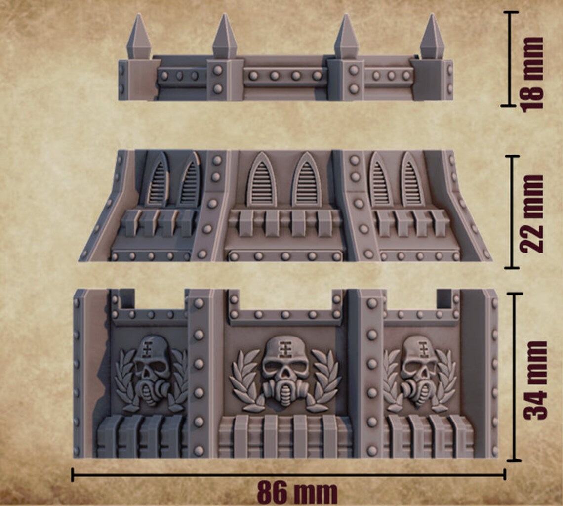 Modular Defensive Wall 3d Print Gothic/grimdark Terrain - Etsy