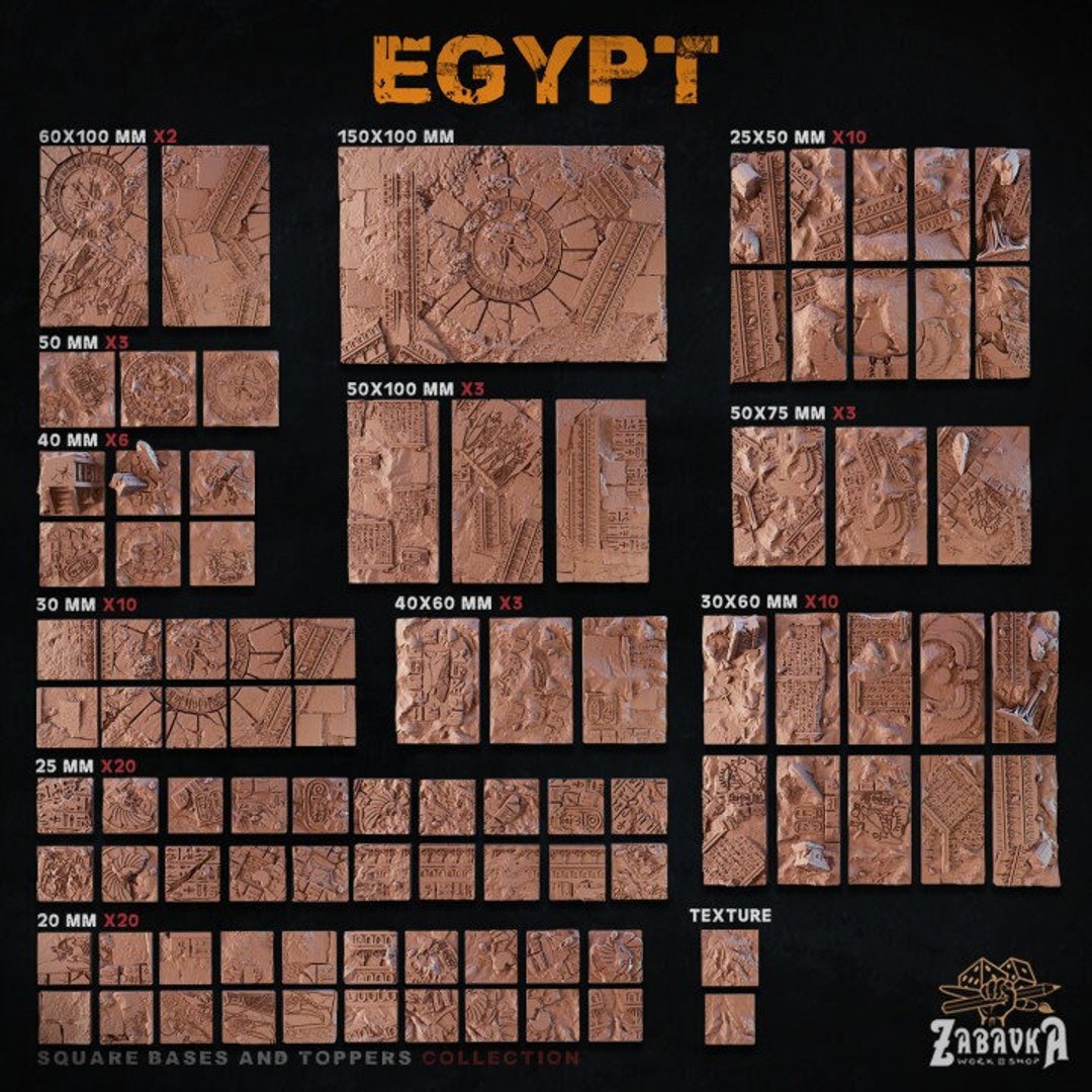 Egypt SQUARE Themed Bases - Zabavka Workshop - Resin Bases - Etsy