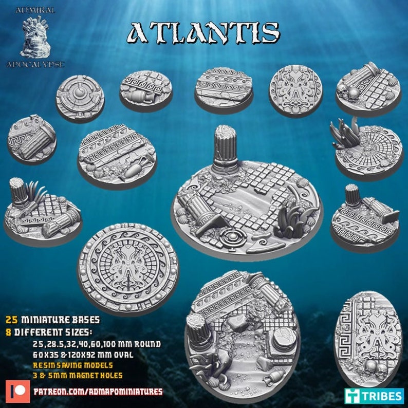 Atlantis Themed Bases - Admiral Apocalypse - Resin Bases - Etsy