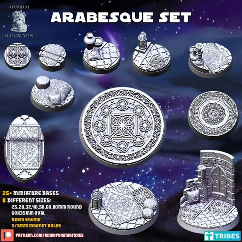 Arabesque Themed Bases - Admiral Apocalypse - Resin Bases - Etsy