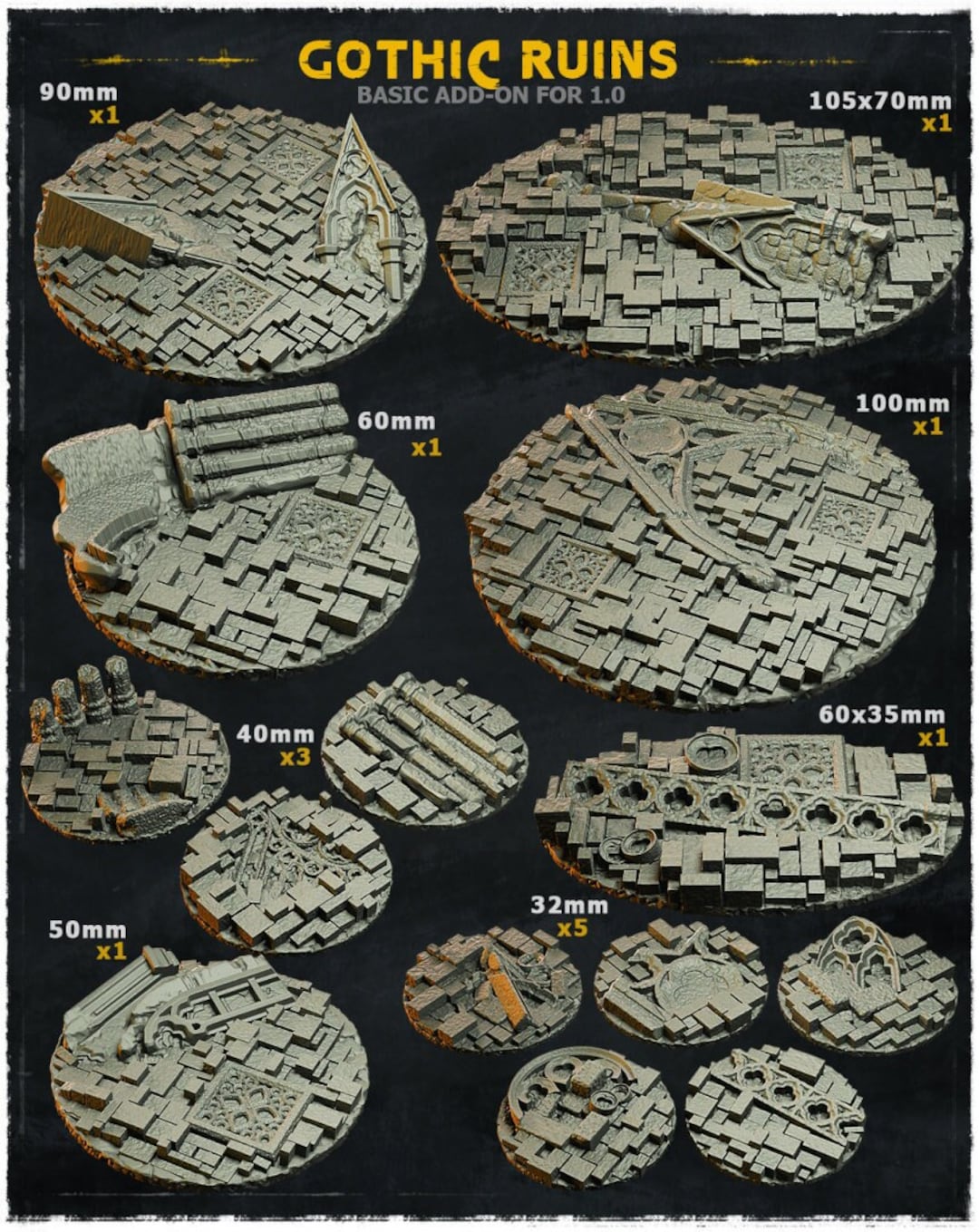 Gothic Ruins - Wargames Bases & Toppers - Miniature Bases - Etsy
