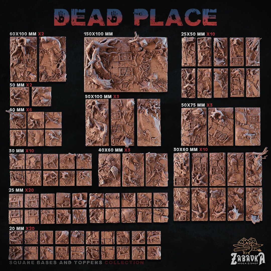 Dead Place SQUARE Themed Bases - Zabavka Workshop - Resin Bases - Etsy