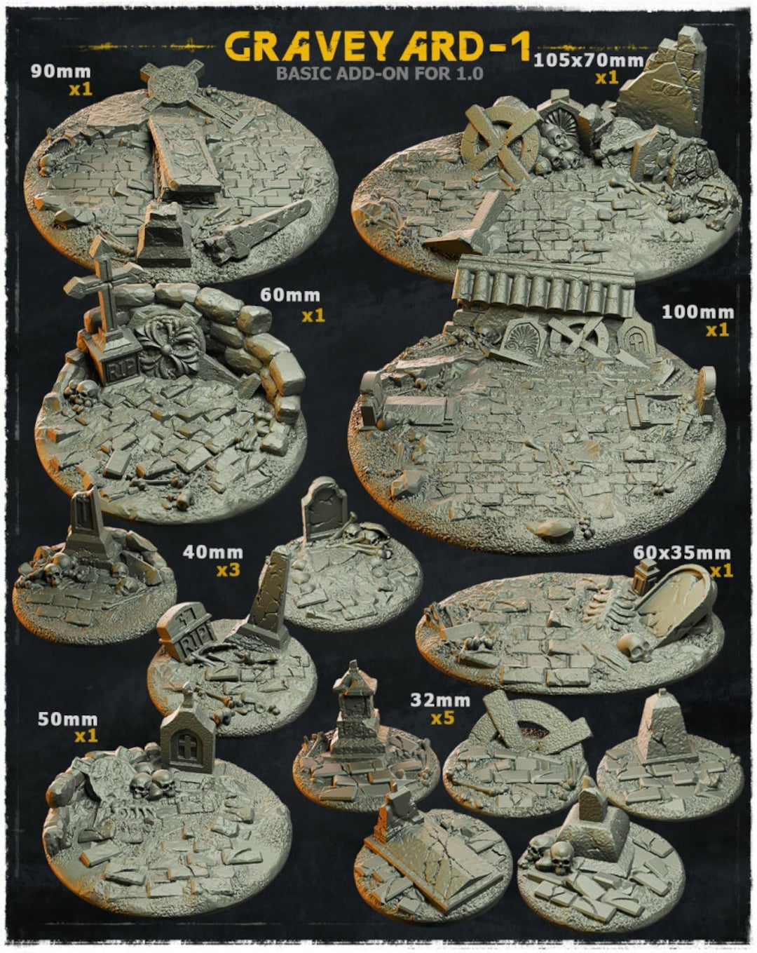 Graveyard 1.0 - Wargames Base Toppers - Miniature Bases - Etsy