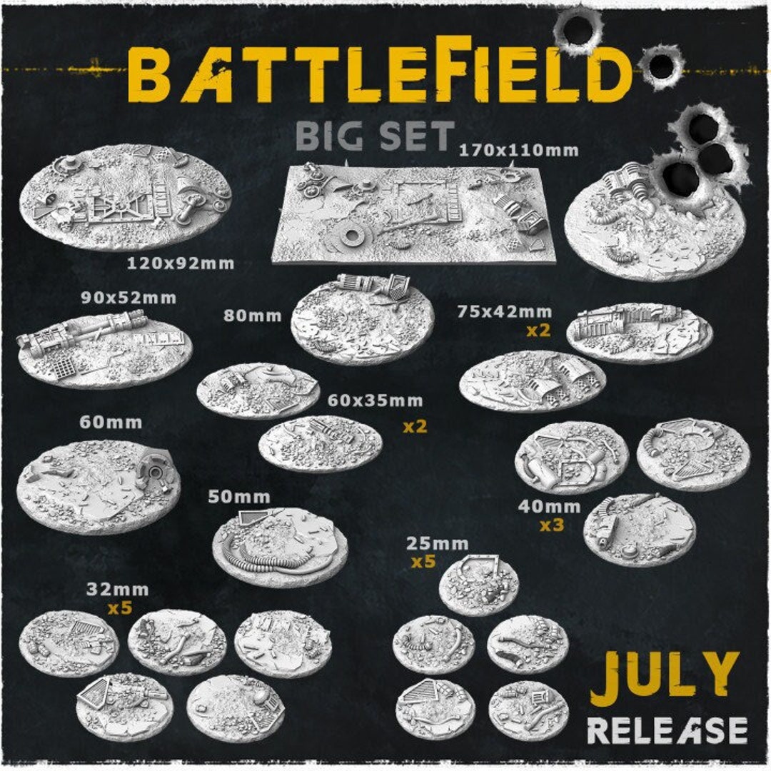 Battlefield - Wargames Bases and Toppers - Miniature Bases - Etsy