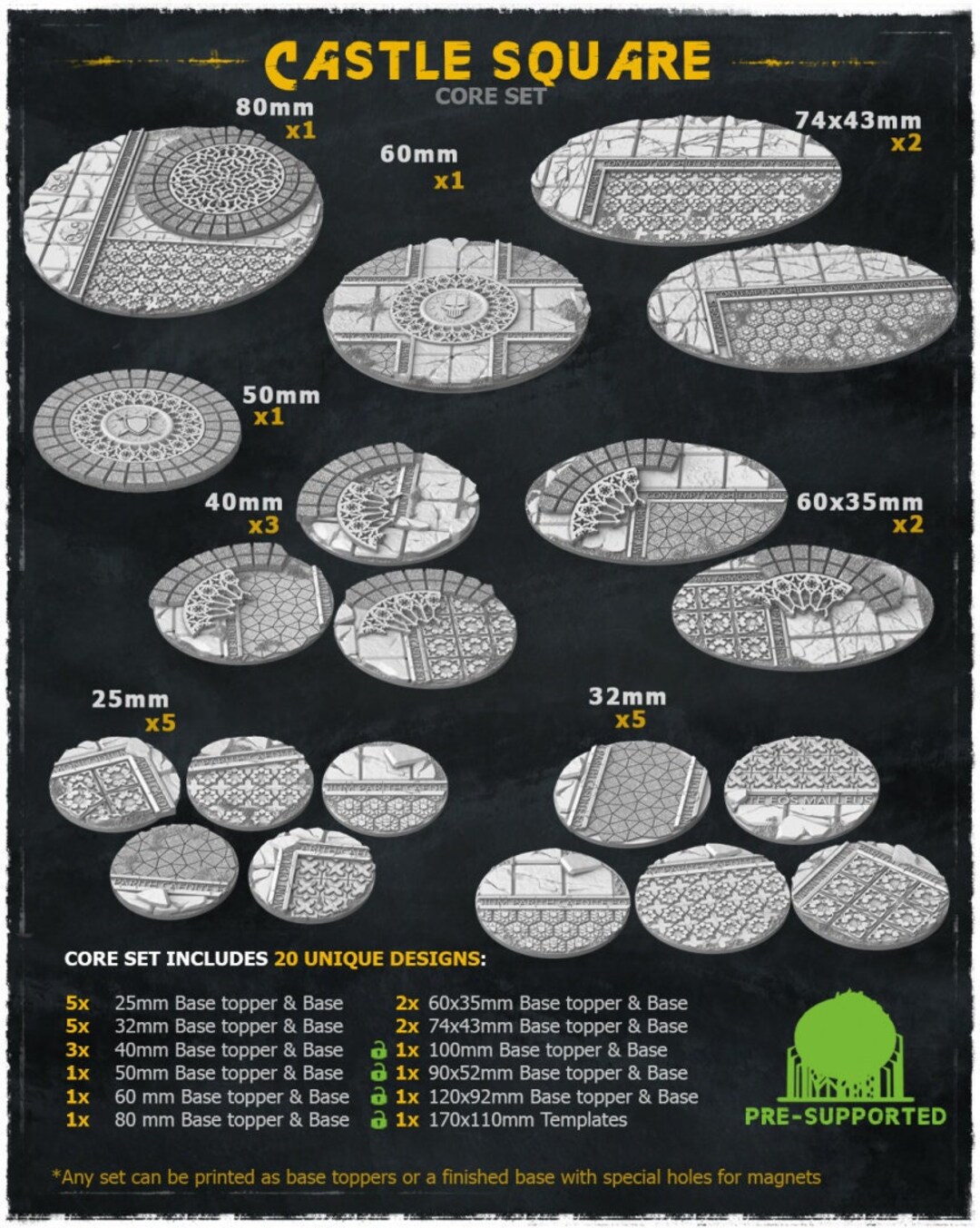 Castle Square - Wargames Bases and Toppers - Miniature Bases - Etsy