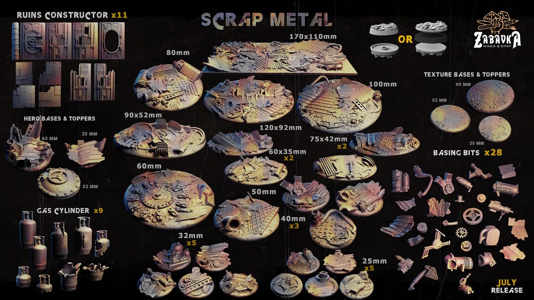 Scrap Metal - Wargames Bases and Toppers - Miniature Bases - Etsy