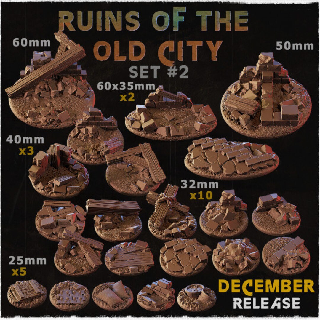 Ruins of the Old City - Wargames Bases and Toppers - Miniature Bases - Etsy